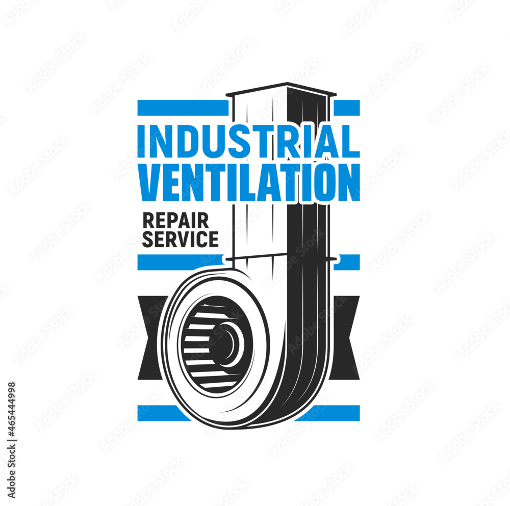 Industrial ventilation icon with isolated vector industrial fan or ...