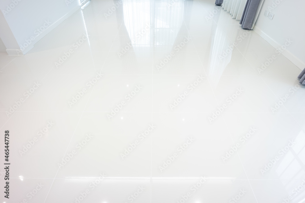 White tile floor with grid line of square texture pattern in ...