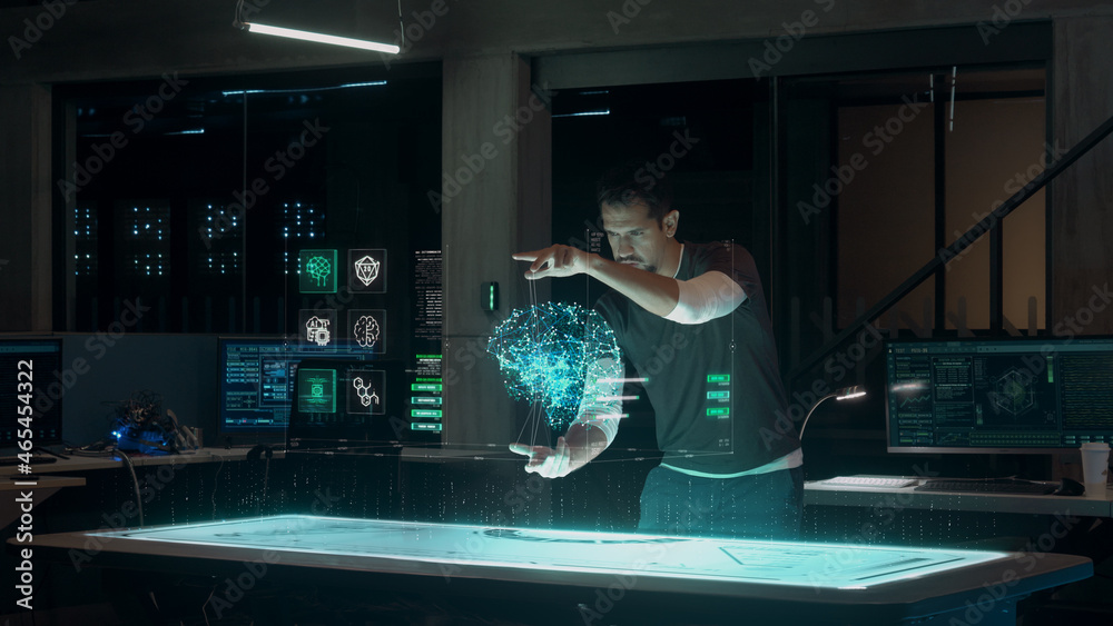 Professional AI Engineer works with Holographic Brain Interface and ...