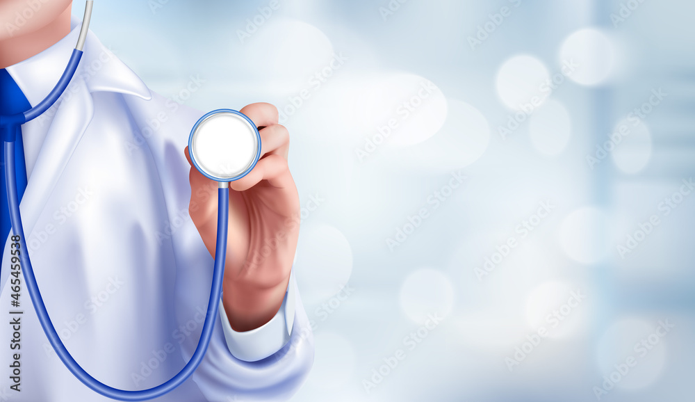 Medical examination diagnostic. Stethoscope medical network connection ...