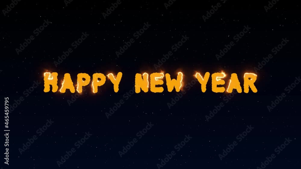 Vidéo Stock Happy New Year in Dark Starry Night Sky. Text Animation ...