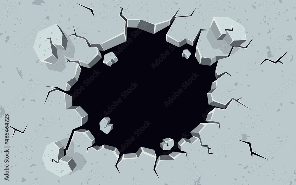 broken wall background illustration. cracked and perforated wall vector ...