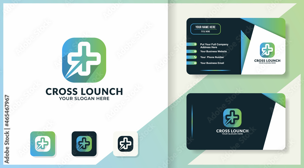 circular cross in square logo and business card design Stock Vector ...