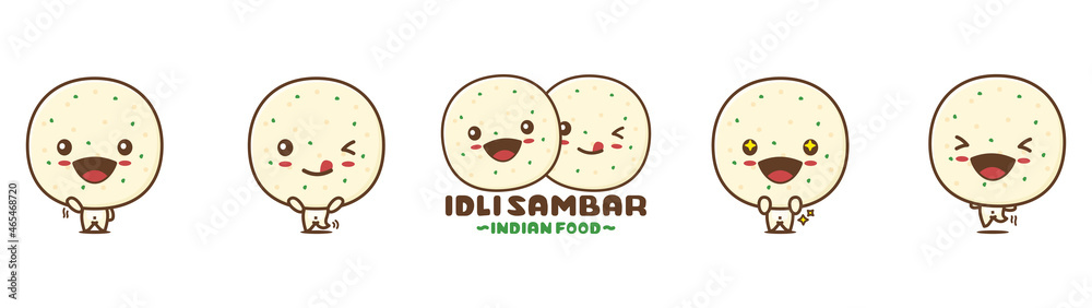 cute idli sambar cartoon mascot. indian food vector illustration, with ...