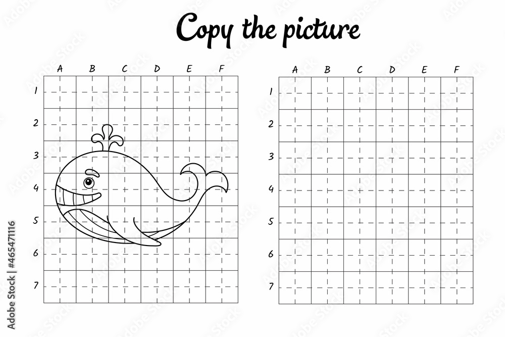 Copy the picture. Draw by grid. Coloring book pages for kids ...