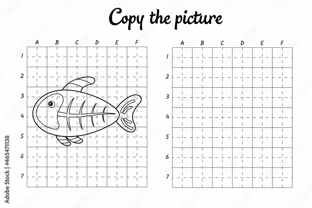 Copy the picture. Draw by grid. Coloring book pages for kids ...