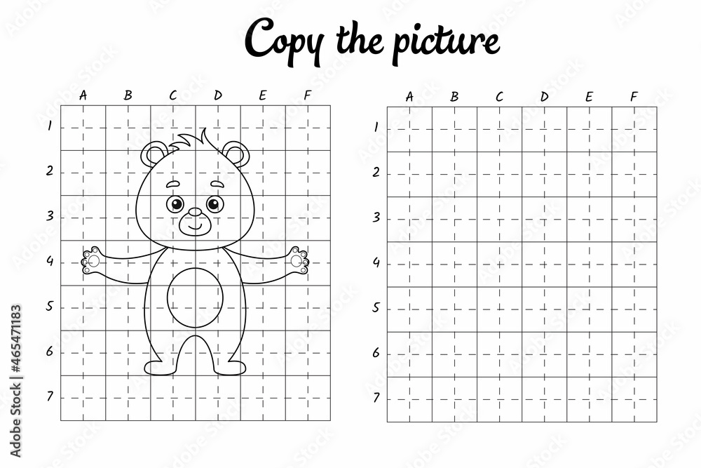 Copy the picture. Draw by grid. Coloring book pages for kids ...