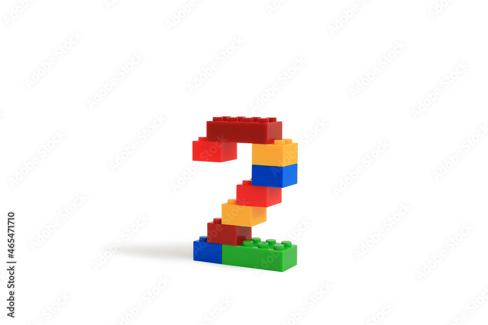 Arabic number symbol 2 from colorful plastic brick block constructor ...