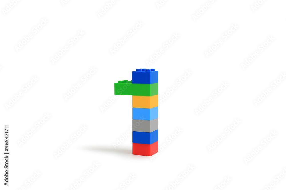Arabic number symbol 1 from colorful plastic brick block constructor ...