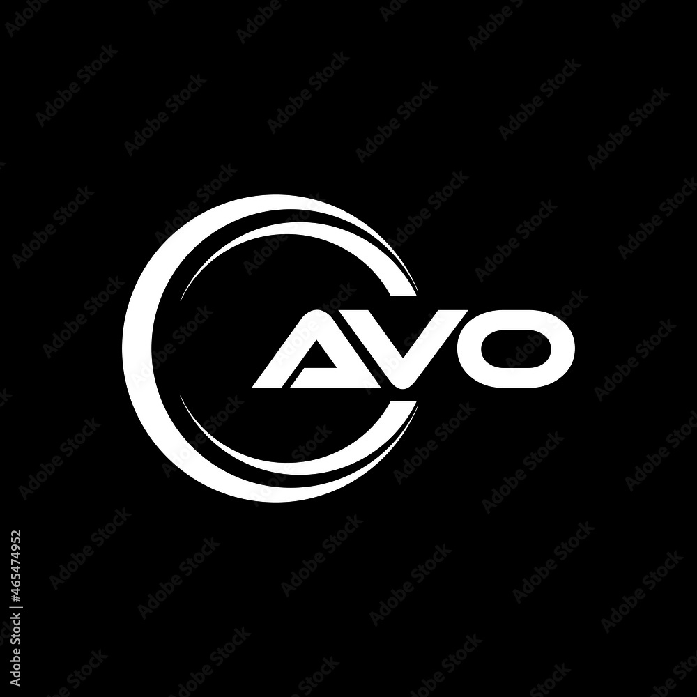 AVO letter logo design with black background in illustrator, vector ...