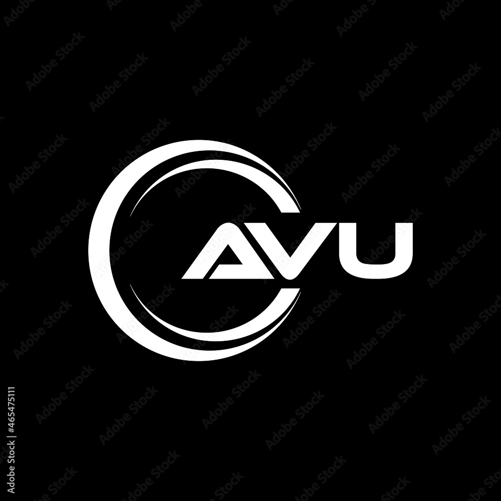 Vecteur Stock AVU letter logo design with black background in ...