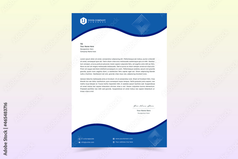 A4 Letterhead template design minimalist simple, Creative Colorful and ...
