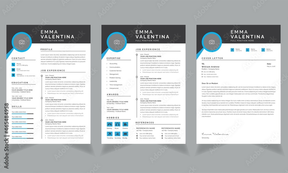 Resume Layout Set with header Accents Stock Vector | Adobe Stock