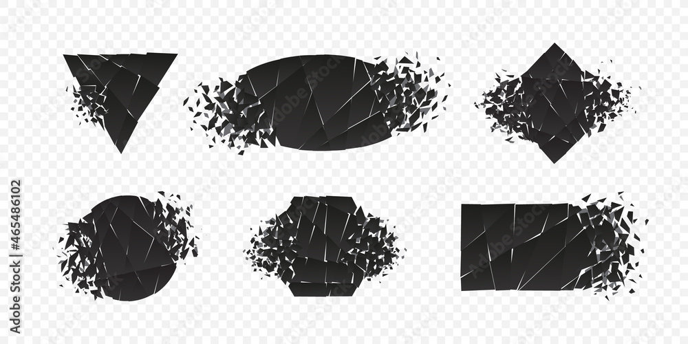 Shape explosion broken and shattered flat style design vector ...