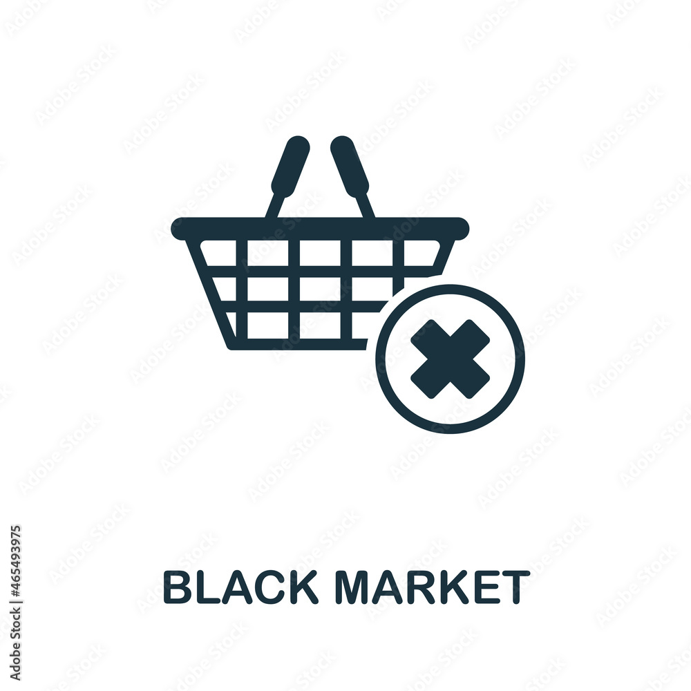 Black Market icon. Monochrome sign from market economy collection ...