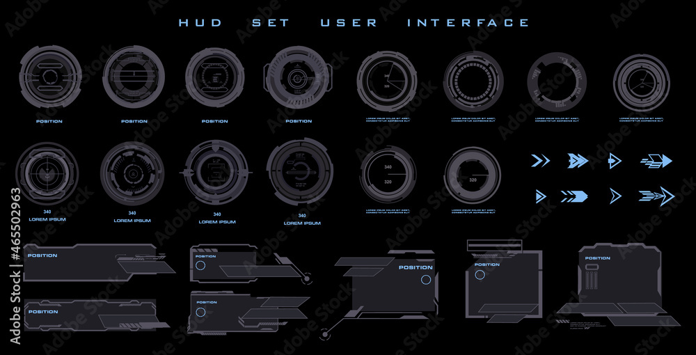 Targets Set. Scopes and navigation elements for the game HUD interface ...
