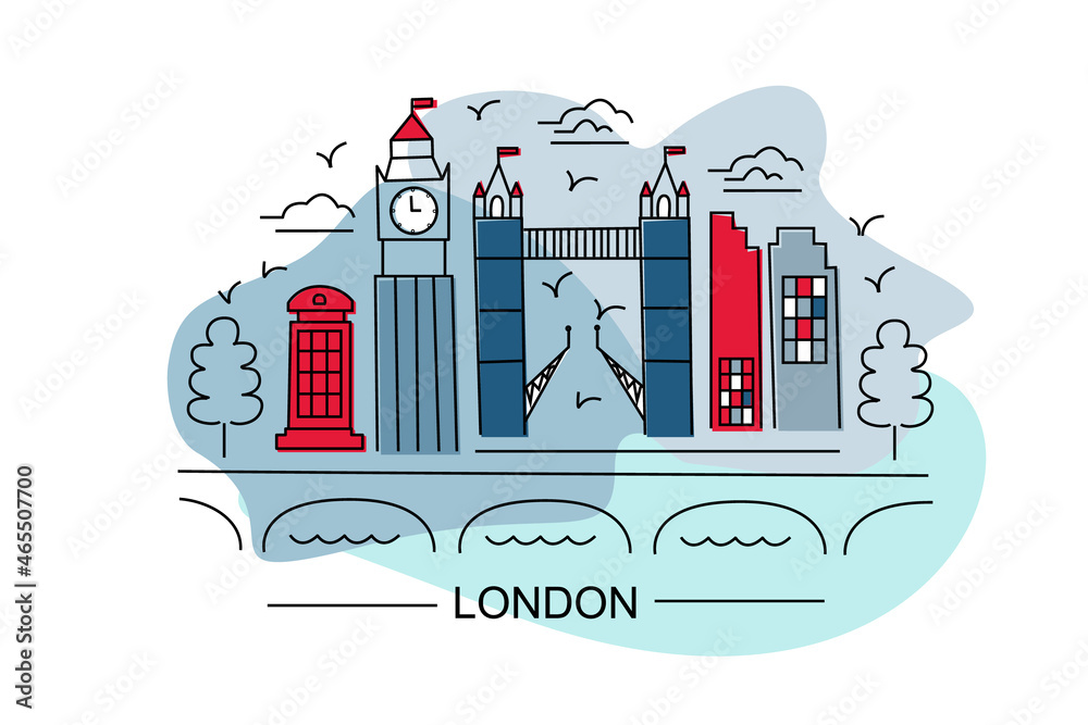 Modern style London city illustration. Lindon lineart illustration ...
