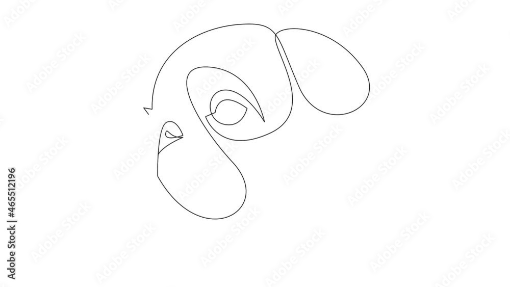 Self drawing simple animation of single continuous one line drawing Pug ...