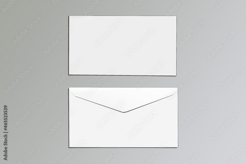Envelop front and back side Mock up isolated n a grey background.3d ...