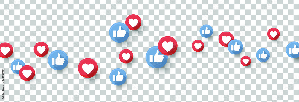 Vector Illustration 3D Social Media Like Icons On Transparent ...