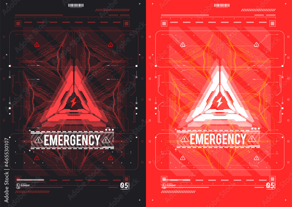 Caution futuristic ski-fi UI design elements in modern technology style ...