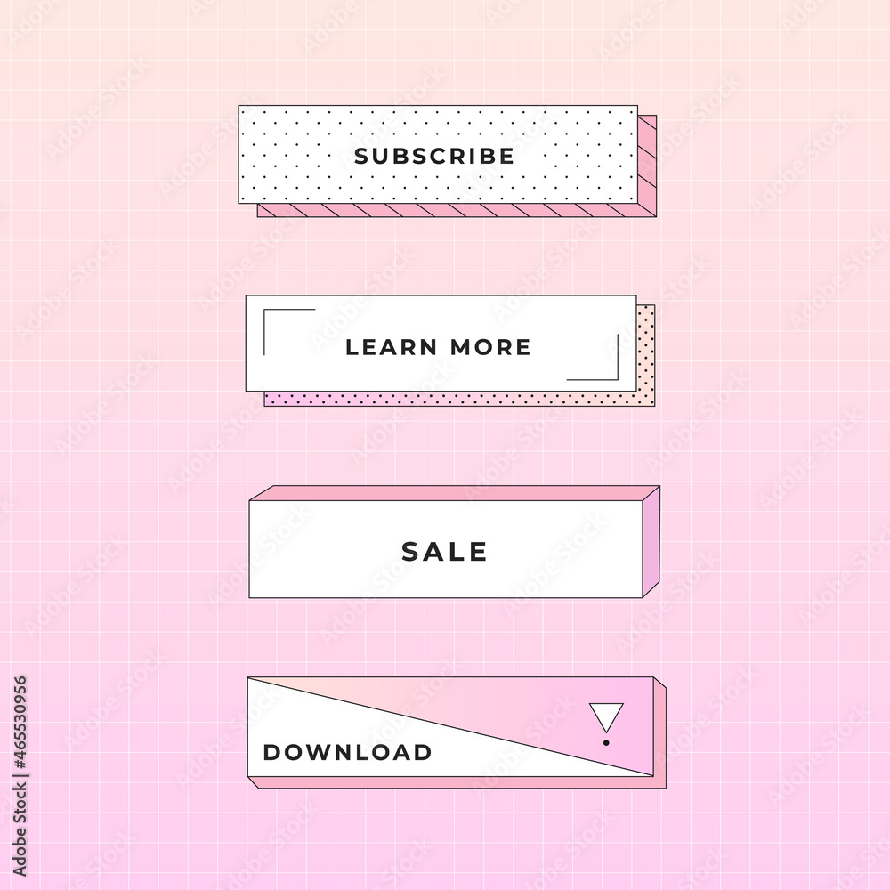 Vector set of different buttons in new memphis style. Templates ...