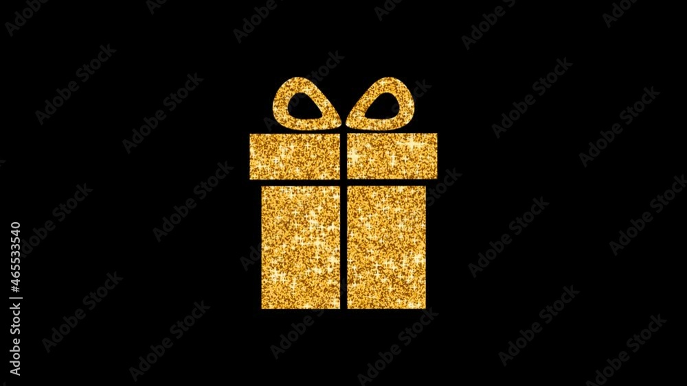 Gift box - golden glittering icon. PNG codec with alpha channel ...