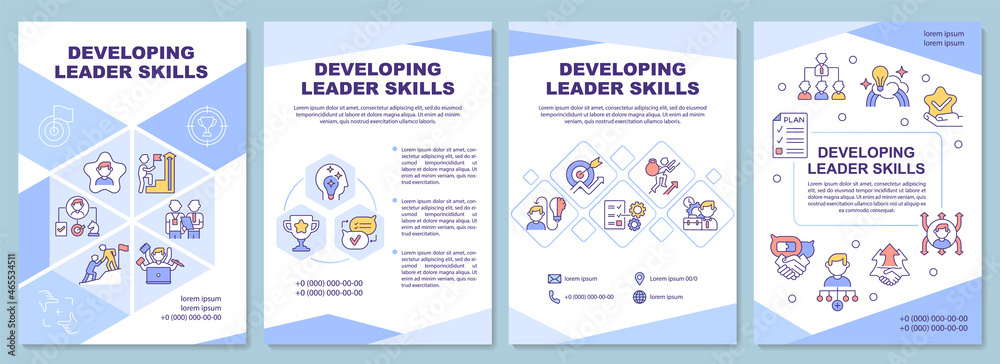 Developing leader skills brochure template. Professional growth. Flyer ...