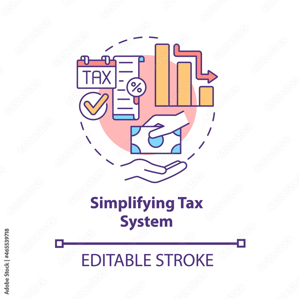 Simplifying tax system concept icon. Tax code simplification abstract ...