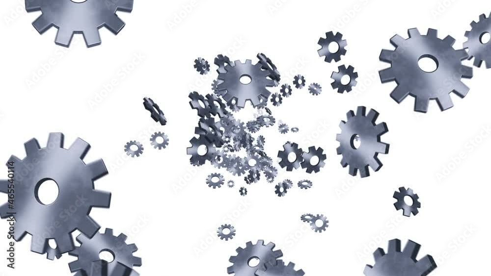 Vídeo do Stock: Metal gears floating in air on white background ...