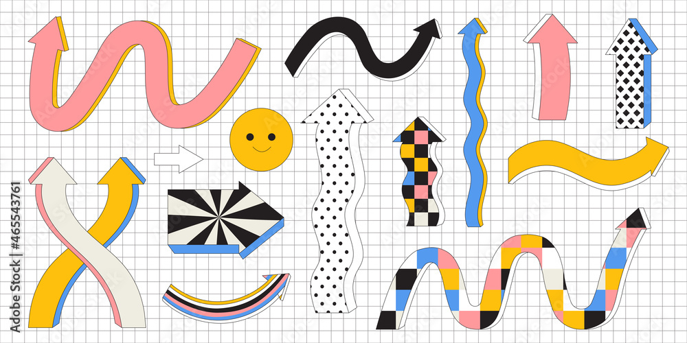 Various cartoon colorful playful arrow pointers set or collection in ...