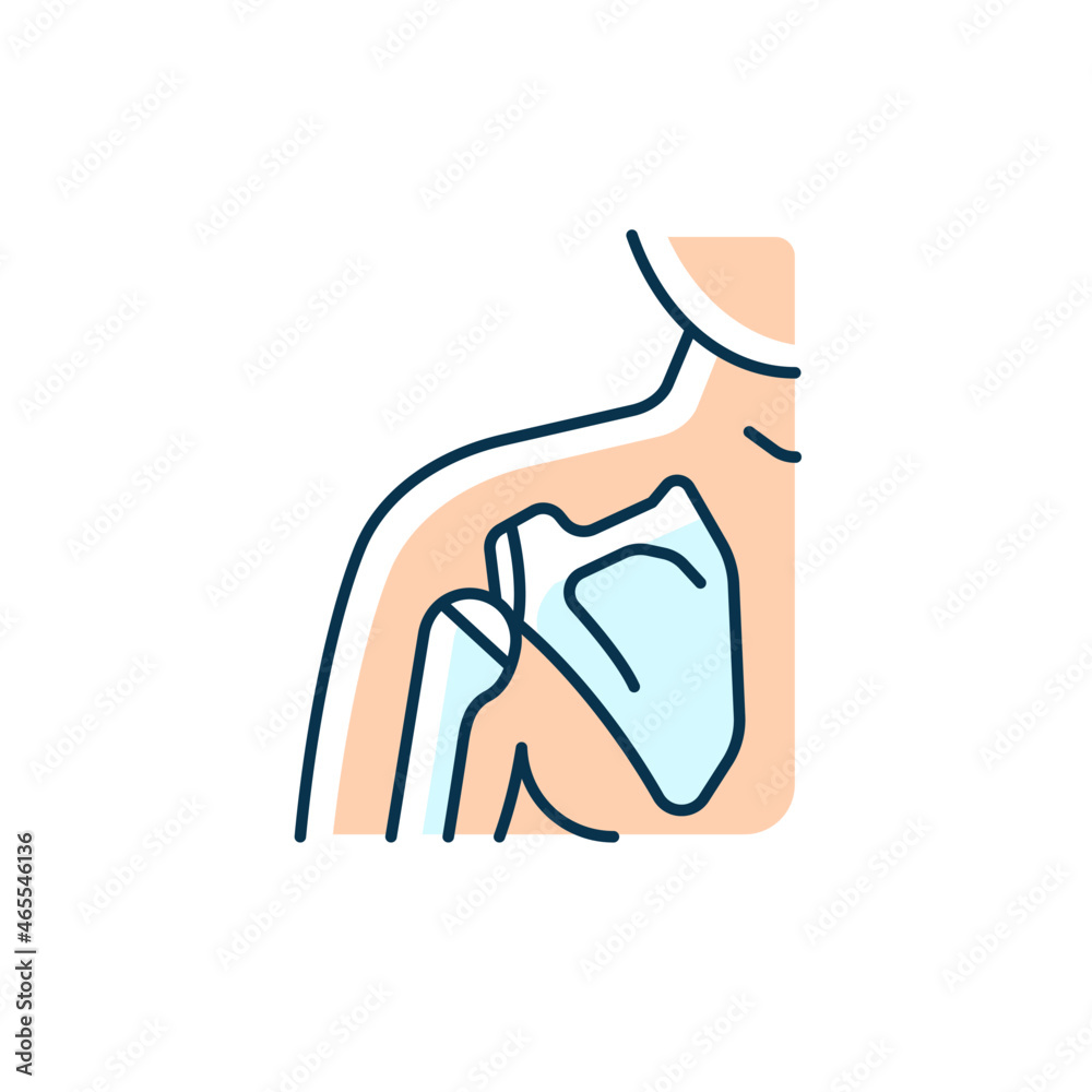 Joint dislocation RGB color icon. Dislocated shoulder. Muscles ...