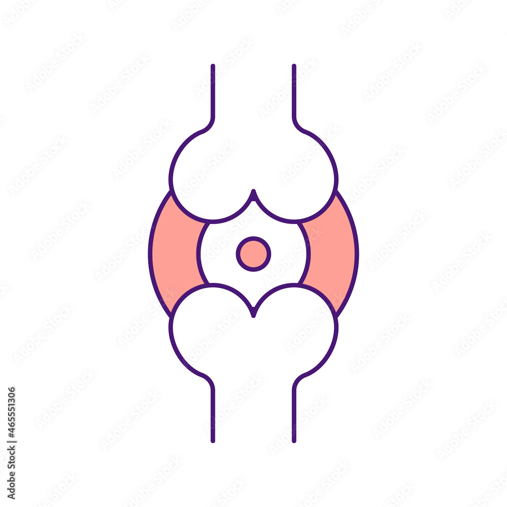 Acute joint pain RGB color icon. Physical problem sign. Inflammation in ...