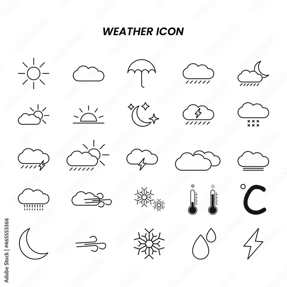 Weather icon set Vector For Web, Presentation, Logo, Icon, Etc Stock ...
