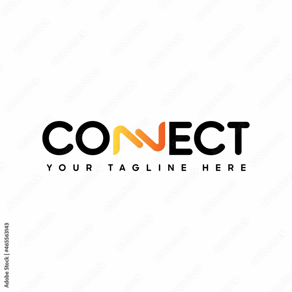 Connect Black and Yellow Orange Uppercase Logo Design Template Elements ...