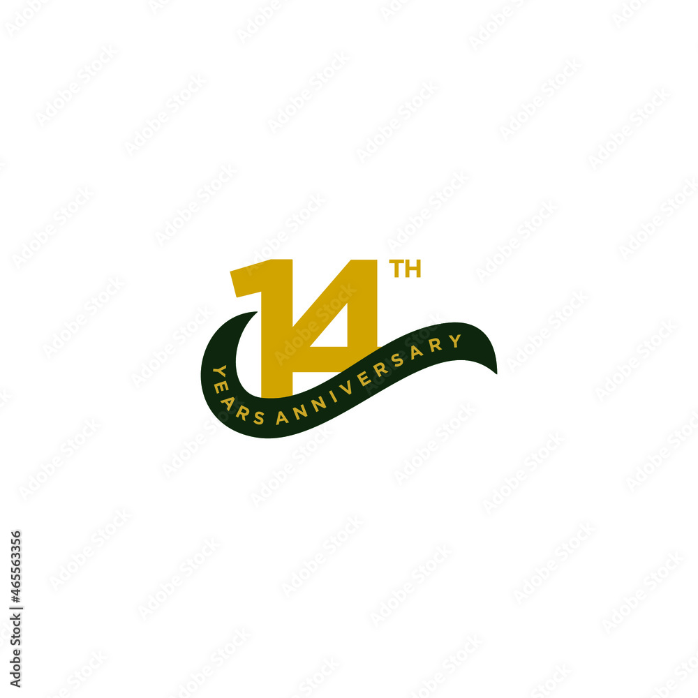 14 years anniversary. Anniversary template design concept with golden ...