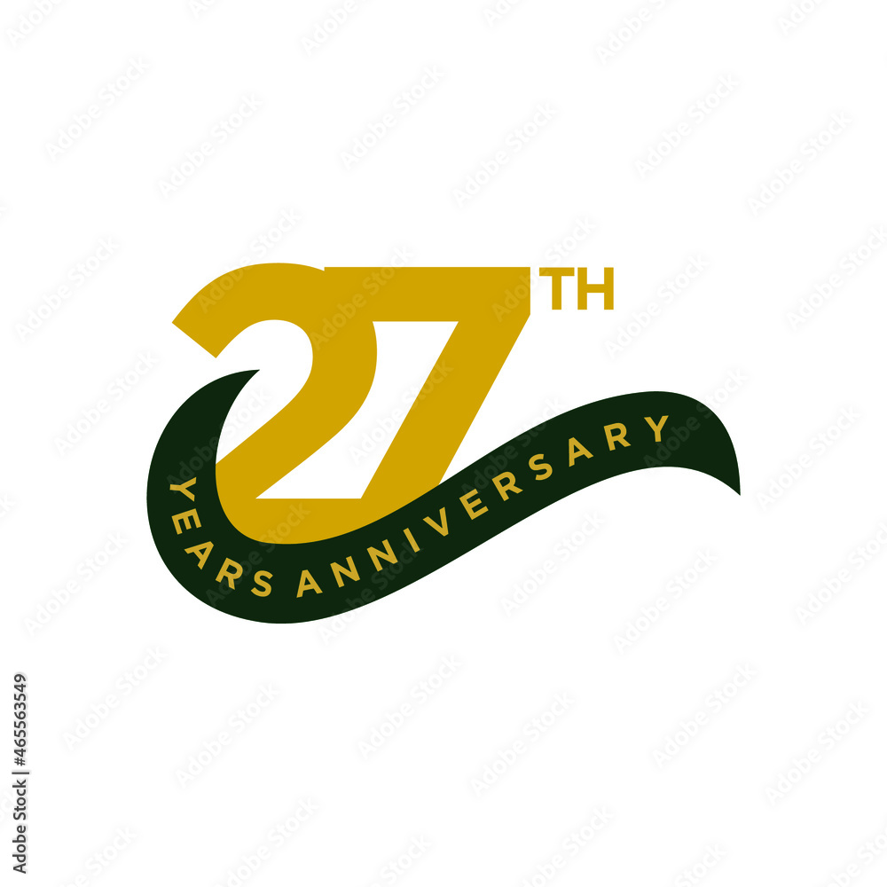 27 years anniversary. Anniversary template design concept with golden ...