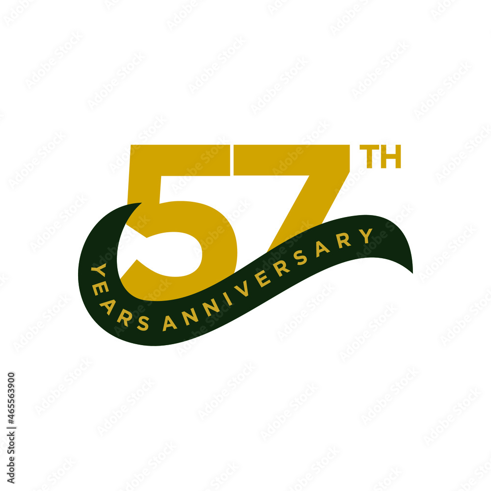 57 years anniversary. Anniversary template design concept with golden ...
