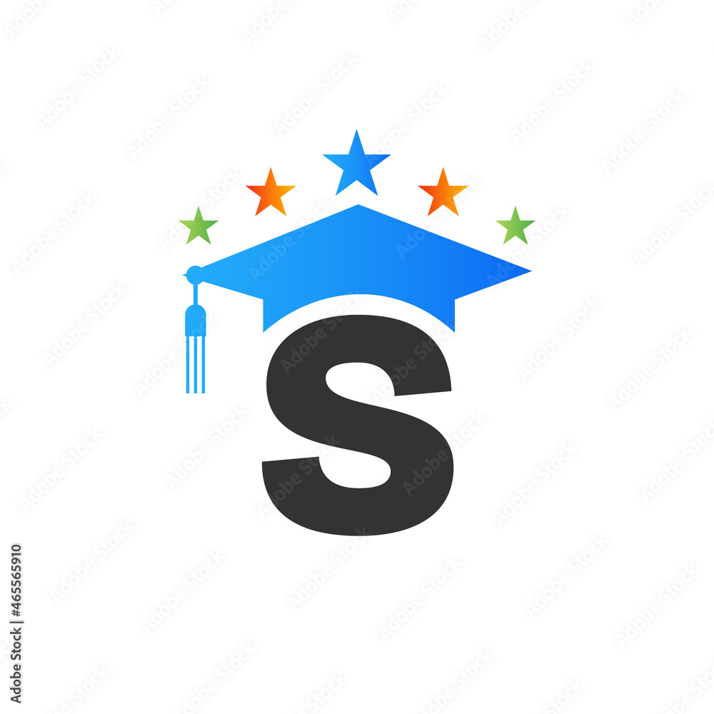 Letter S Education Logo Initial Graduation Cap Concept. Education Logo ...