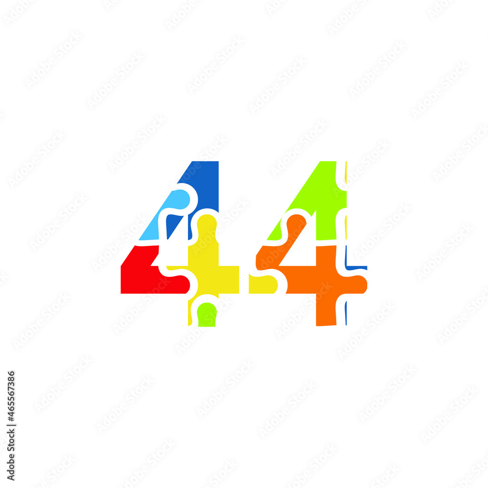 44 Puzzle Number Template. Anniversary template design concept with ...