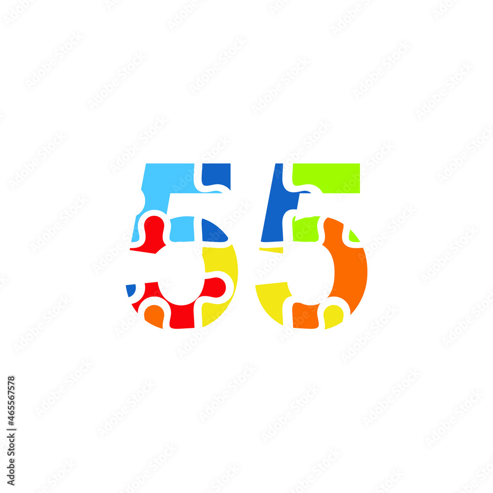 55 Puzzle Number Template. Anniversary template design concept with ...