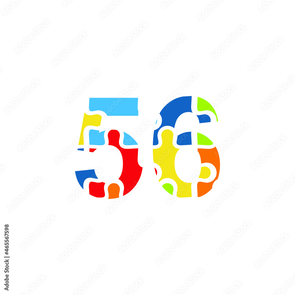 56 Puzzle Number Template. Anniversary template design concept with ...