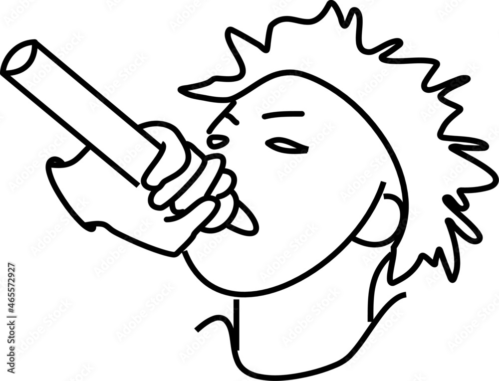 Simple vector freehand outline of young black singer rapper Stock ...