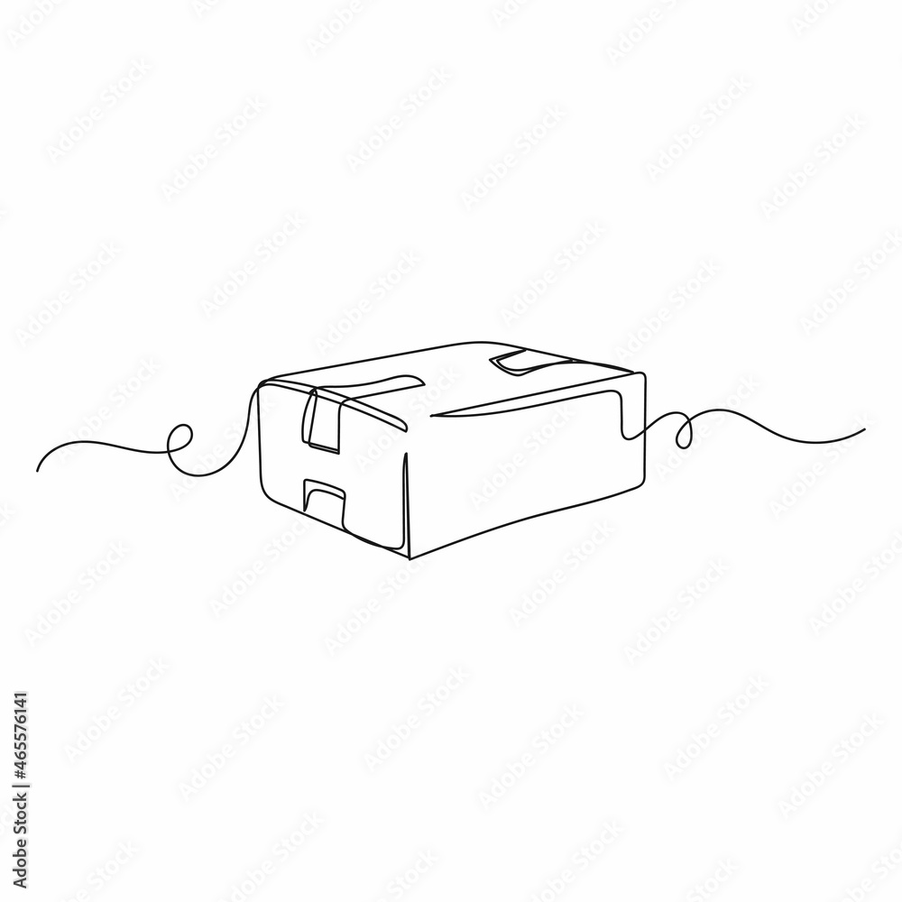 Vector continuous one single line drawing icon of single carton box in ...