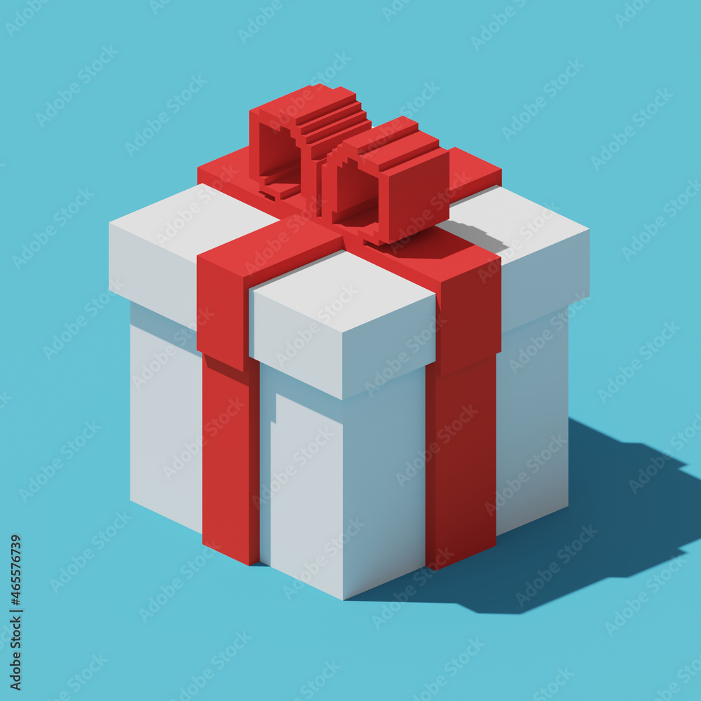 Isometric gift box in pixel art style. 3D illustration Stock ...