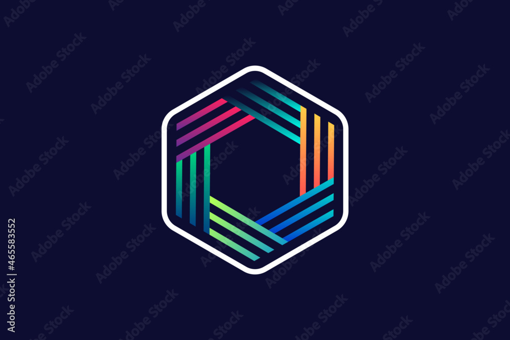 Logo design template, hexagon logo with circular pattern Stock Vector ...
