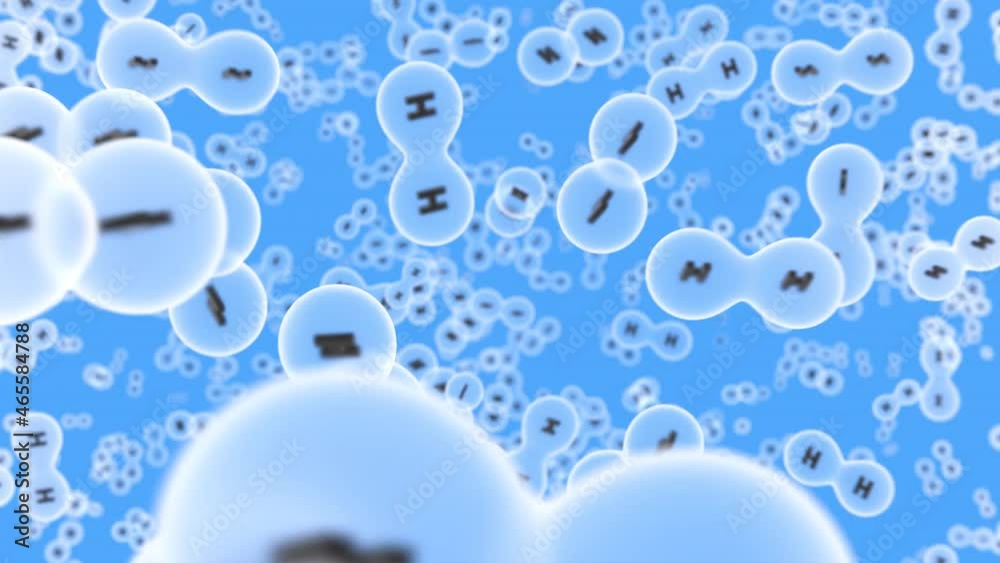 Fly through Hydrogen molecules. Loopable animation of motion through H2 ...