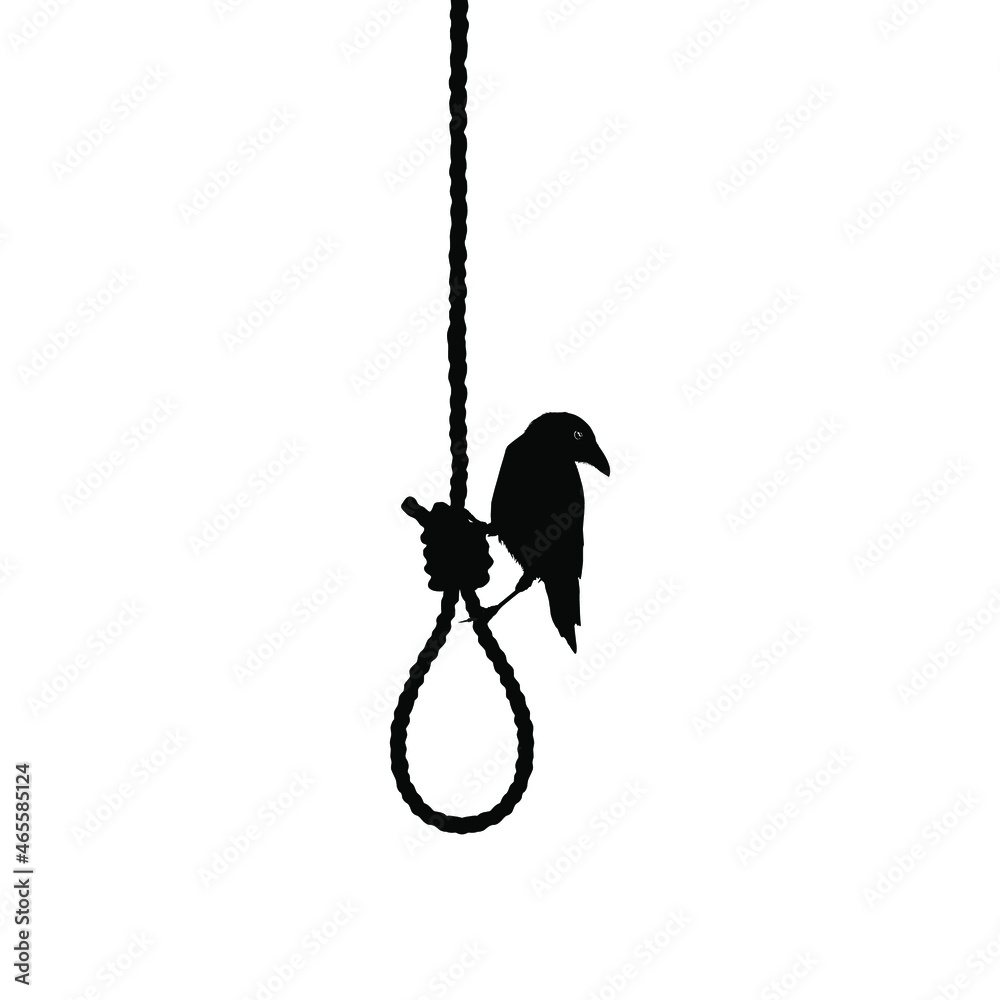 Gallows (Hanging Rope) and Crow Silhouette. Dramatic, Creepy, Horror ...