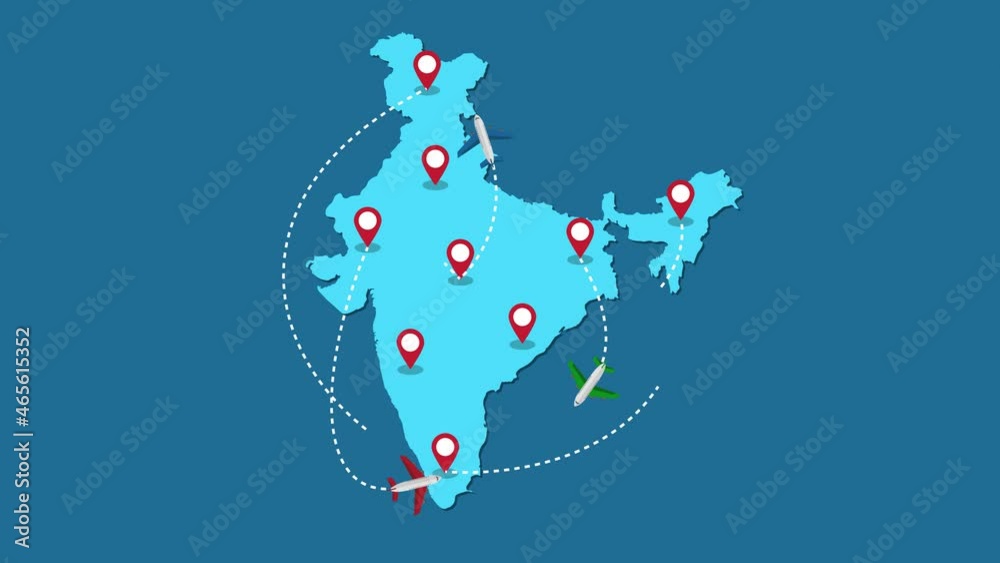 Planes routes flying over India map, tourism and travel concept ...