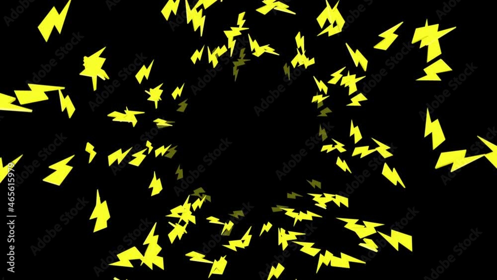 Vidéo Stock Many lightning bolt icon floating in air on black ...